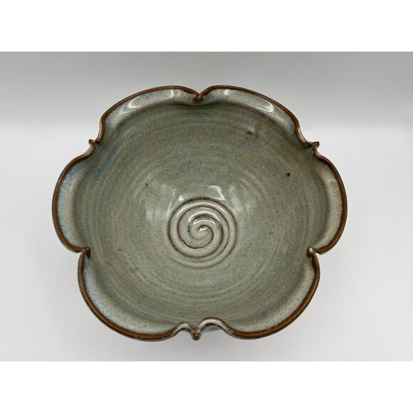 Handmade | Art | Studio Art Pottery 9 Light Blue Drip Glazed Lotus Bowl ...